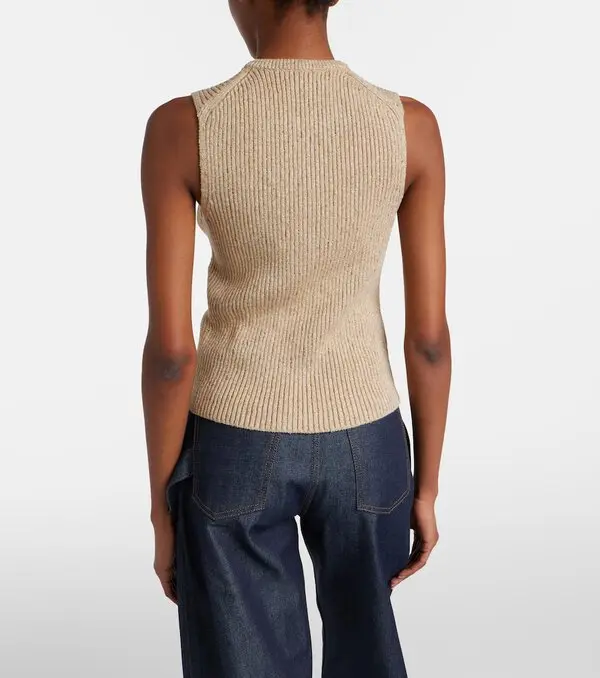 JW Anderson Ribbed-knit Cotton-blend Tank Top - Beige