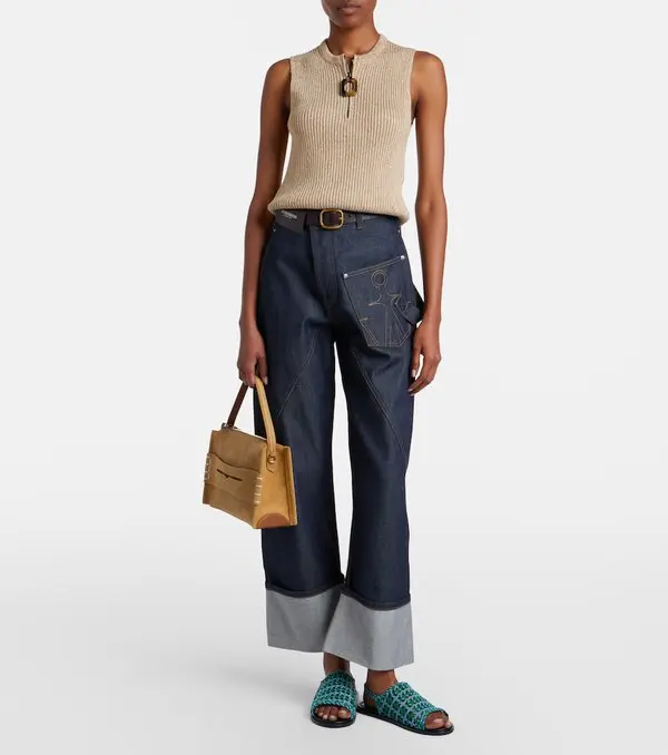 JW Anderson Ribbed-knit Cotton-blend Tank Top - Beige