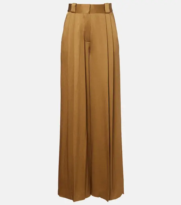 BLAZÉ MILANO Dijon Satin Palazzo Pants - Brown