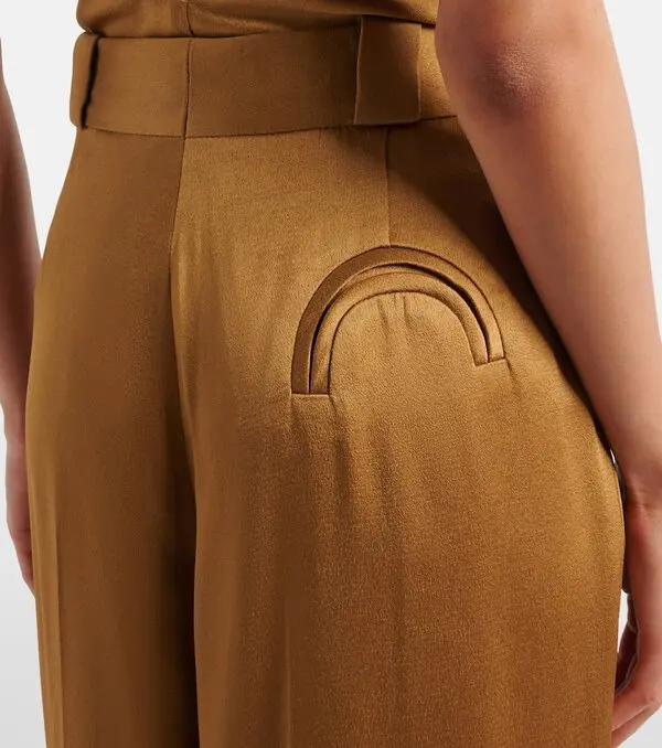 BLAZÉ MILANO Dijon Satin Palazzo Pants - Brown