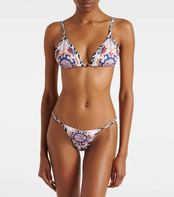 BANANHOT Pracy Embellished Printed Bikini Top