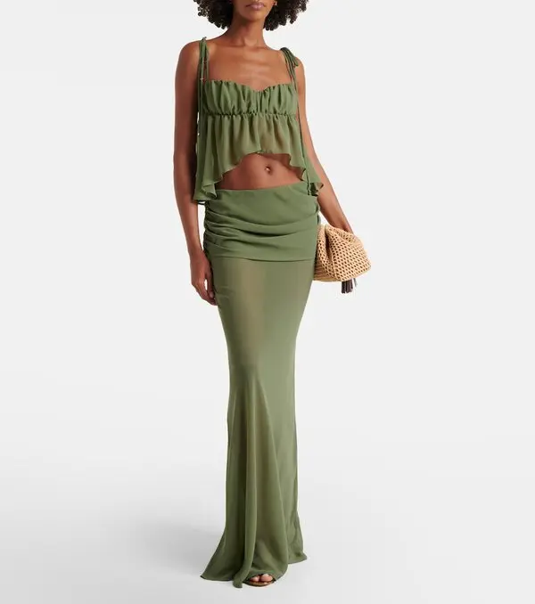 BANANHOT Adelina Draped Maxi Skirt - Green