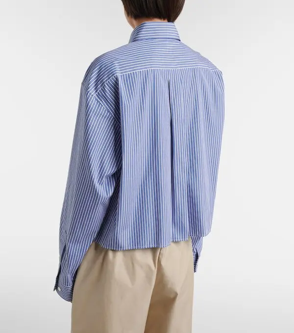 Miu Miu Striped Cropped Cotton Poplin Shirt - Blue