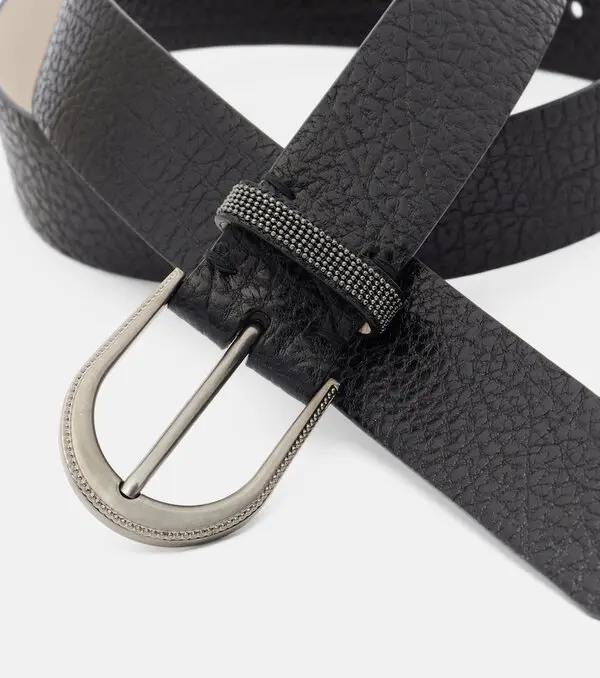 Brunello Cucinelli Monili Leather Belt - Black