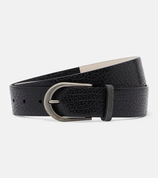 Brunello Cucinelli Monili Leather Belt - Black