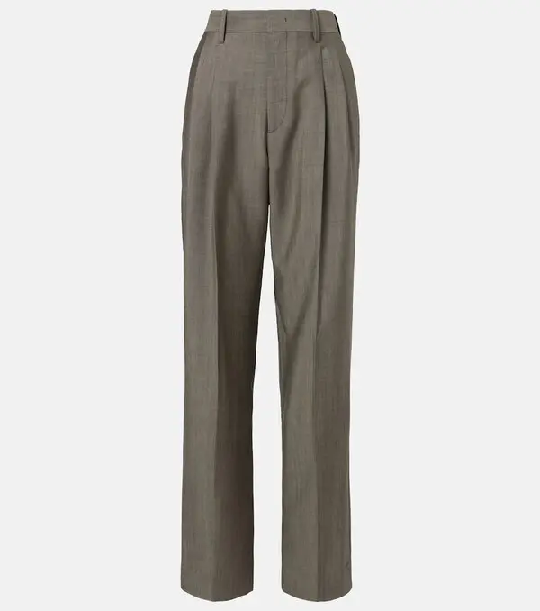 Victoria Beckham Wool And Mohair Straight Leg Trousers - Grey