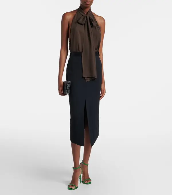 TOM FORD Satin Belted Pencil Skirt