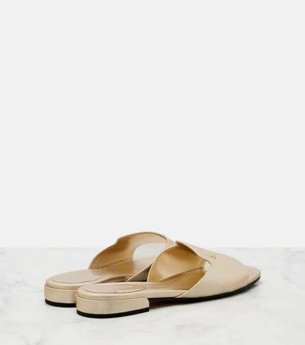 JIMMY CHOO Dina Metallic Leather Slides - Gold
