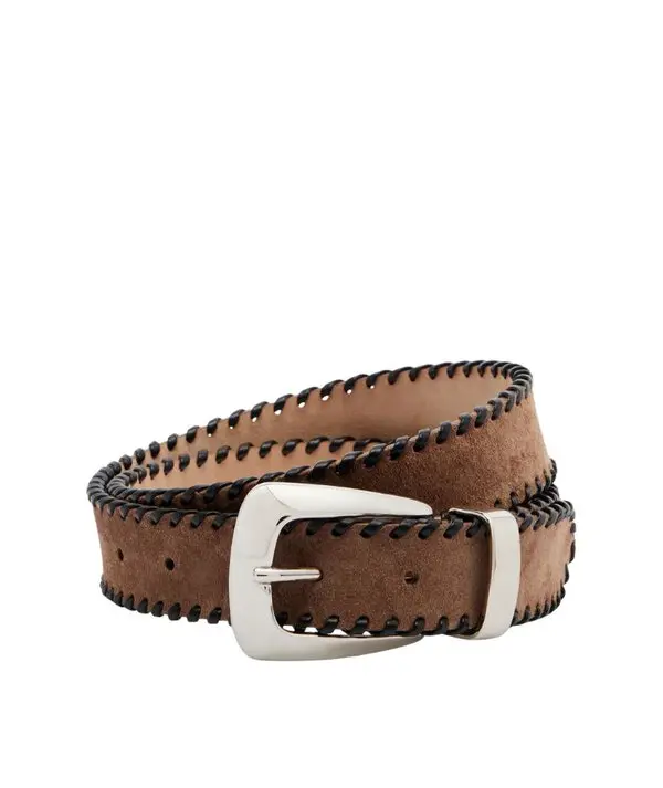 Khaite Benny Leather-trimmed Belt - Beige