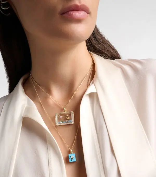 Yvonne Léon L'aquarium 9kt Yellow Gemstone Pendant Necklace
