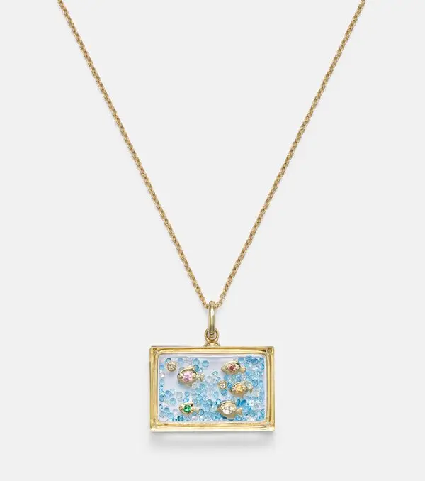 Yvonne Léon L'aquarium 9kt Yellow Gemstone Pendant Necklace