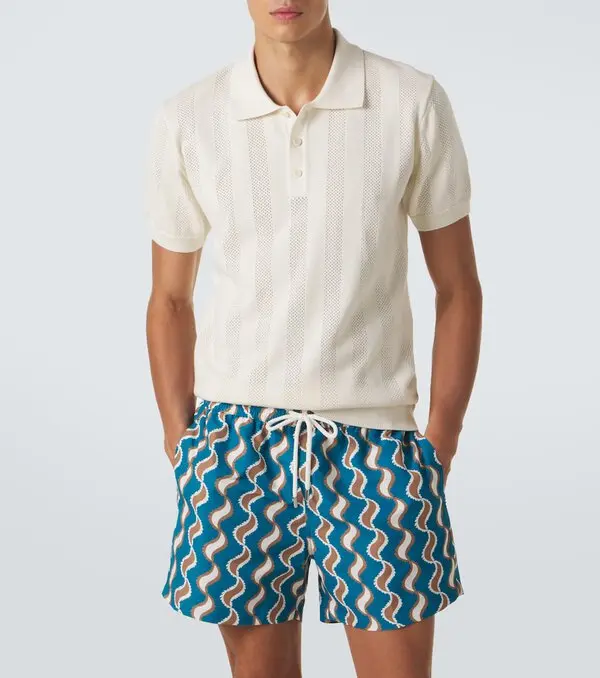 Frescobol Carioca Vidal Striped Cotton Jacquard Polo Shirt - White