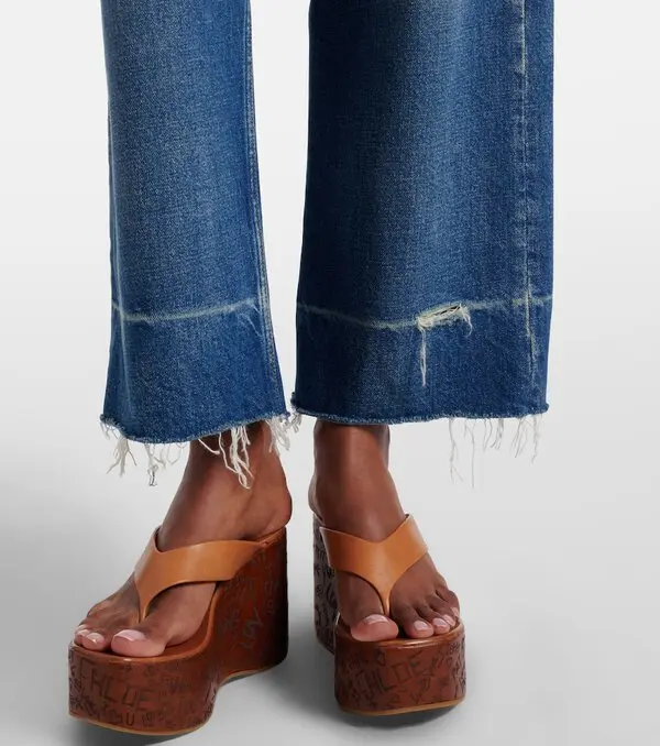 Chloé Cropped Wide-leg Distressed Jeans