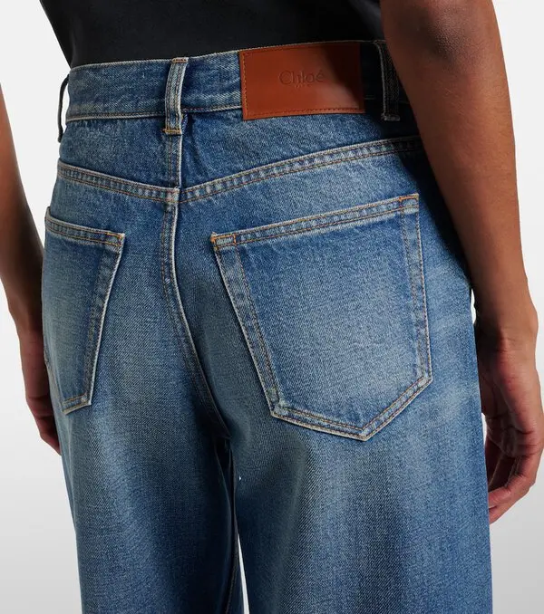 Chloé Cropped Wide-leg Distressed Jeans