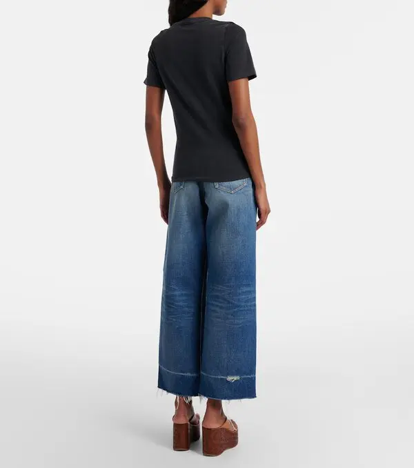 Chloé Cropped Wide-leg Distressed Jeans