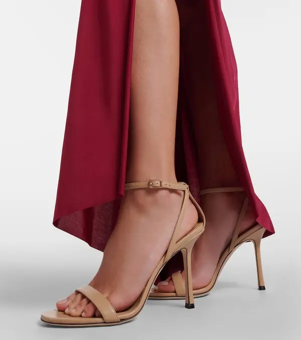 JIMMY CHOO Moza Leather Sandals - Beige