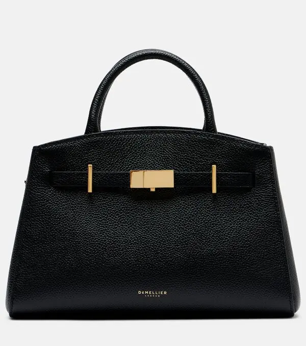 DEMELLIER Small Textured Leather Top-handle Bag - Black