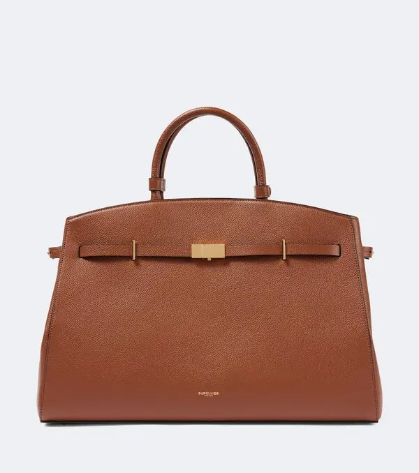 DEMELLIER Small Textured Leather Top-handle Bag - Tan