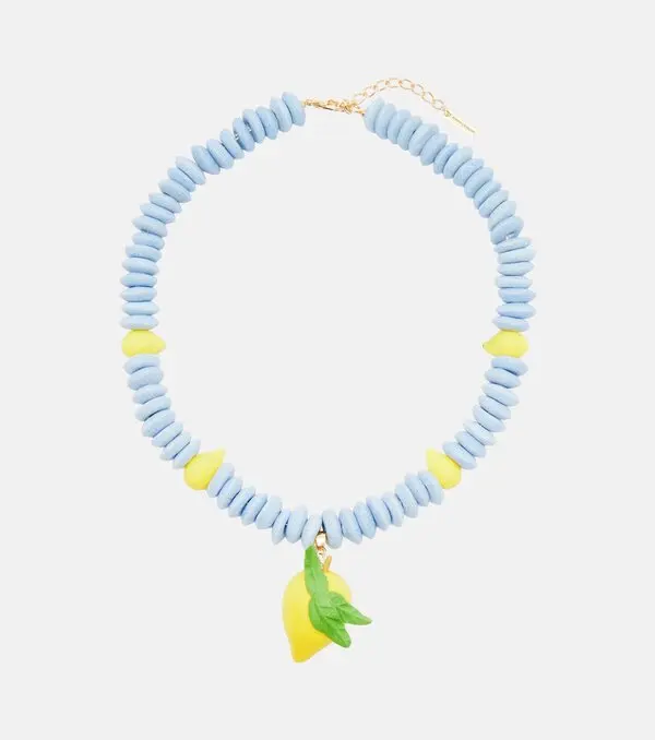 JENNIFER BEHR Beaded Necklace With Citron Charm - Blue