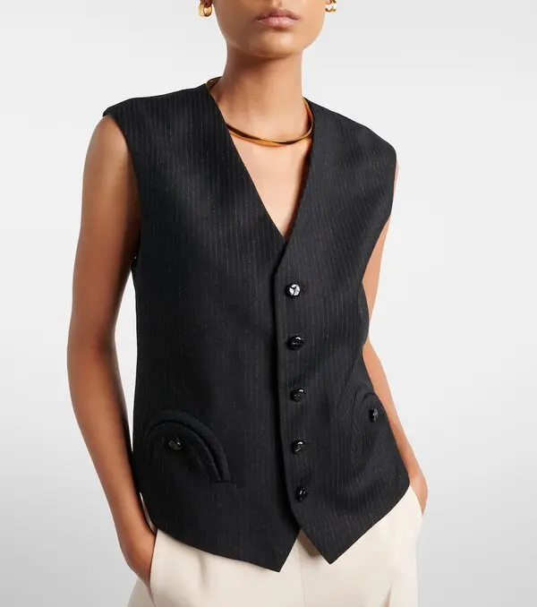 BLAZÉ MILANO Feral Pinstriped Virgin Wool Vest