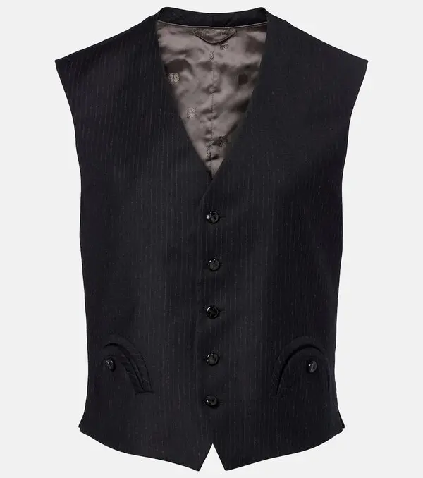 BLAZÉ MILANO Feral Pinstriped Virgin Wool Vest - Black