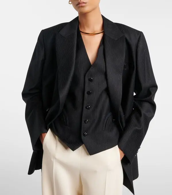 BLAZÉ MILANO Feral Pinstriped Virgin Wool Vest
