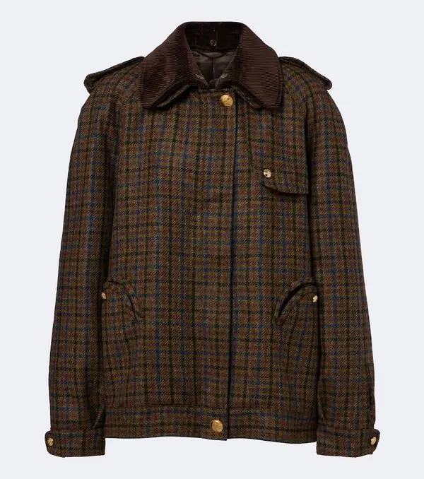 BLAZÉ MILANO Chausie Checked Virgin Wool Jacket - Green