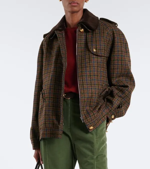 BLAZÉ MILANO Chausie Checked Virgin Wool Jacket - Green