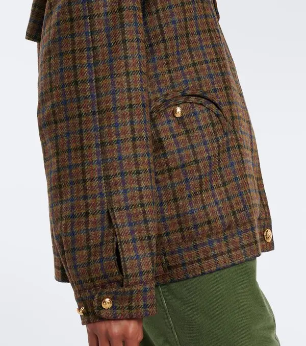 BLAZÉ MILANO Chausie Checked Virgin Wool Jacket - Green