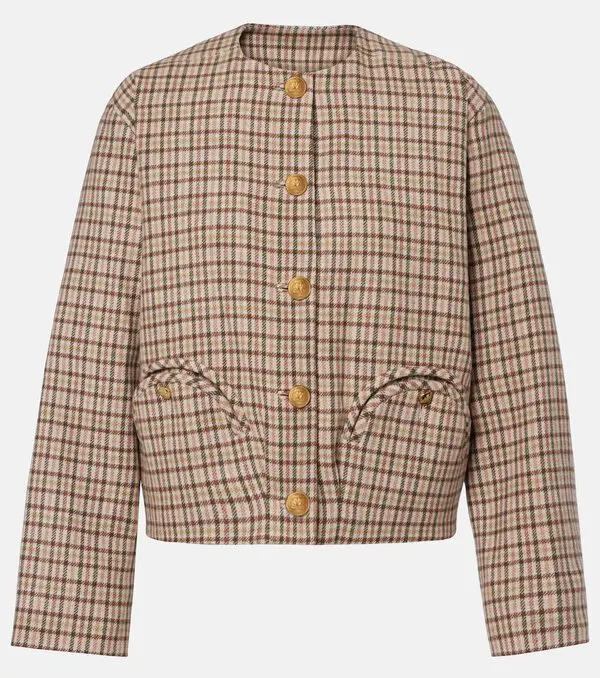 BLAZÉ MILANO Checked Wool And Cashmere Jacket - Beige