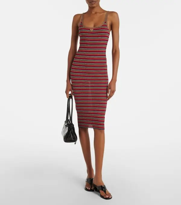 Prada Ribbed-knit Midi Dress