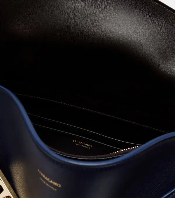 FERRAGAMO Hug Small Leather Shoulder Bag - Blue