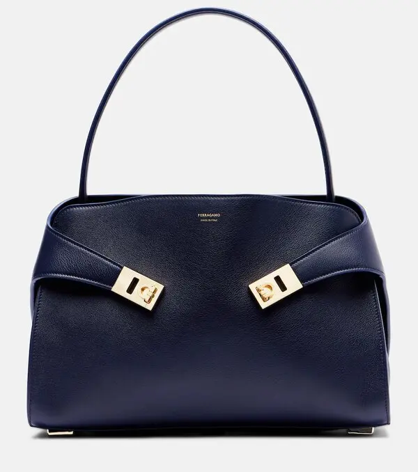 FERRAGAMO Hug Small Leather Shoulder Bag - Blue