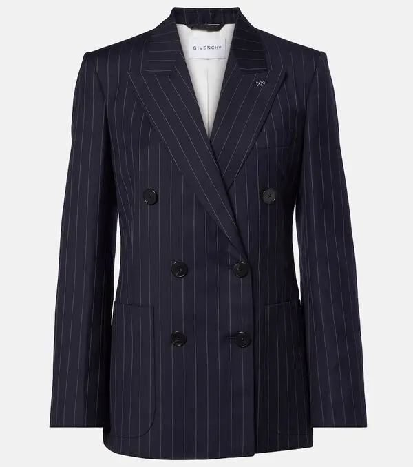 Givenchy Pinstripe Double-breasted Wool Blazer - Blue