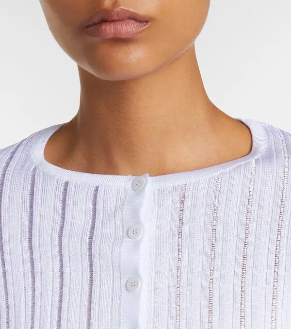 Alaïa Cropped Ribbed Knit Cardigan - White