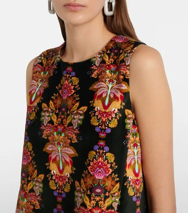 La DoubleJ La Scala Feather-trimmed Cotton Top - Multicoloured