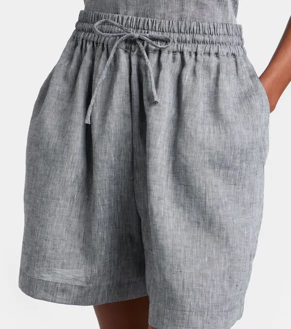 Asceno Heathered Linen Drawstring Shorts