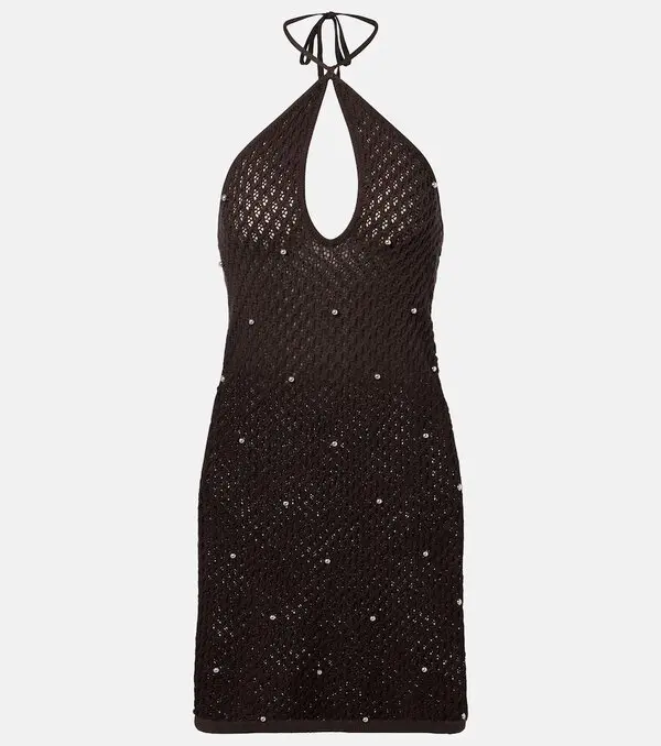Staud Isola Crochet Embellished Cotton Beach Dress - Brown