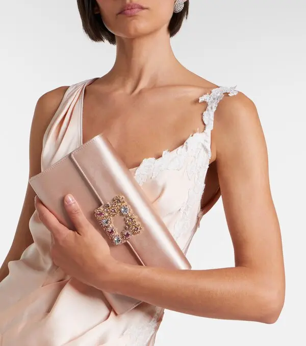 ROGER VIVIER Efflorescence Embellished Satin Clutch