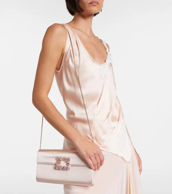 ROGER VIVIER Efflorescence Embellished Satin Clutch