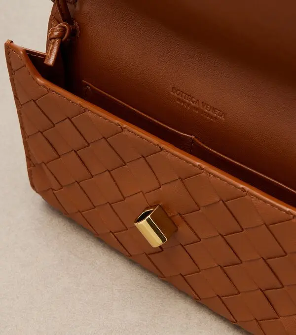 Bottega Veneta Andiamo Intrecciato Leather Pouch - Brown