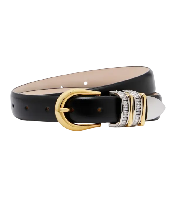 DEHANCHE Déhanche Hollyhock Embellished Leather Belt - Black
