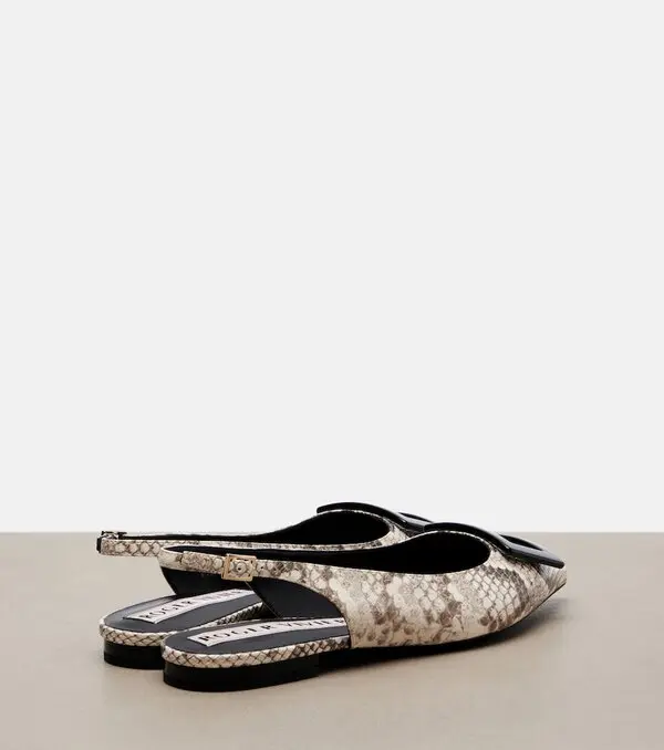 ROGER VIVIER Gommettine Snake-effect Leather Slingback Flats