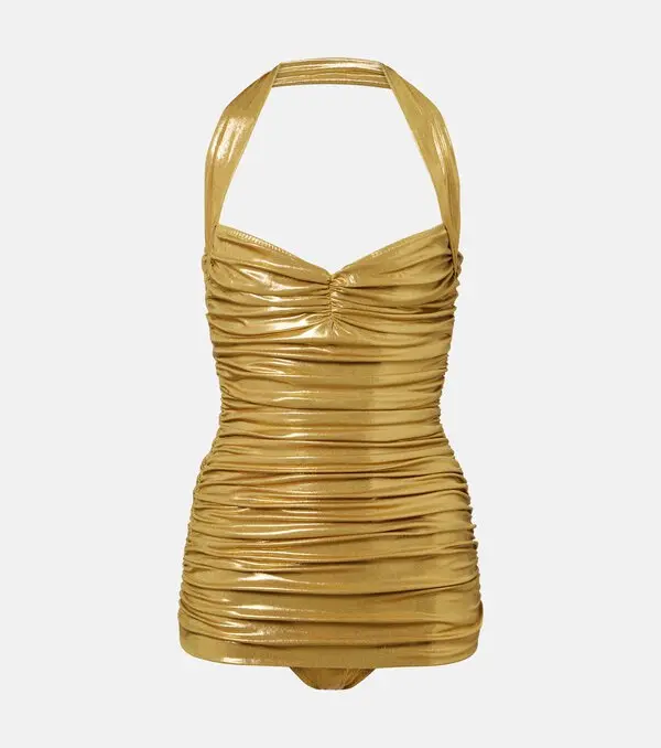 Norma Kamali Bill Mio Metallic Swimsuit