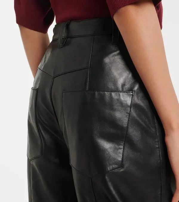 ROTATE BY BIRGER CHRISTENSEN Leather Barrel-leg Pants