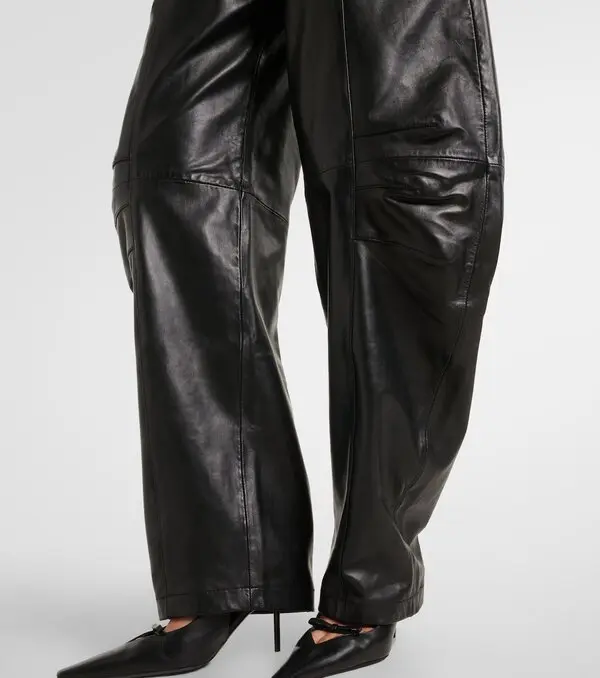 ROTATE BY BIRGER CHRISTENSEN Leather Barrel-leg Pants