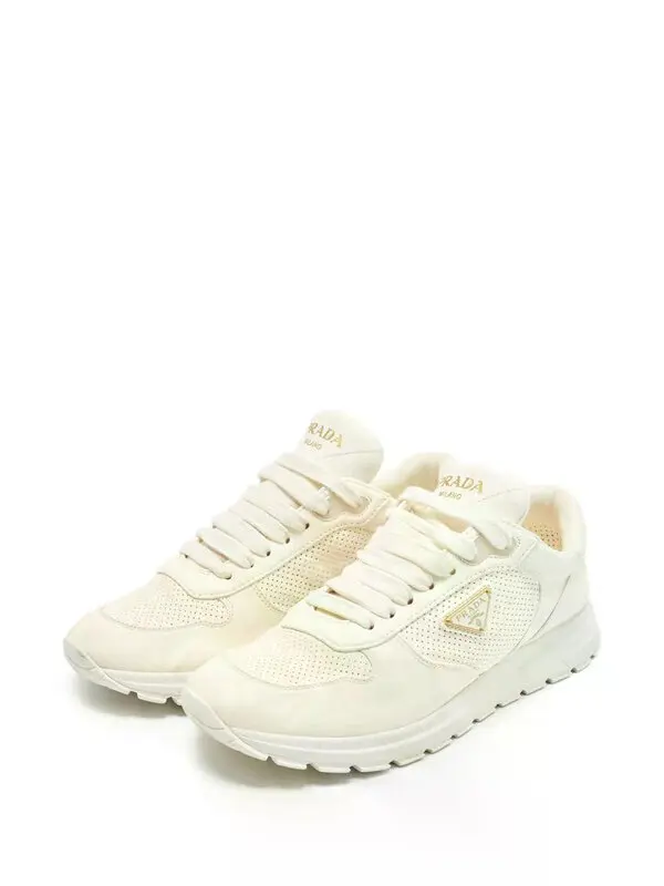 Prada Perforated Lace-up Sneakers - Neutrals