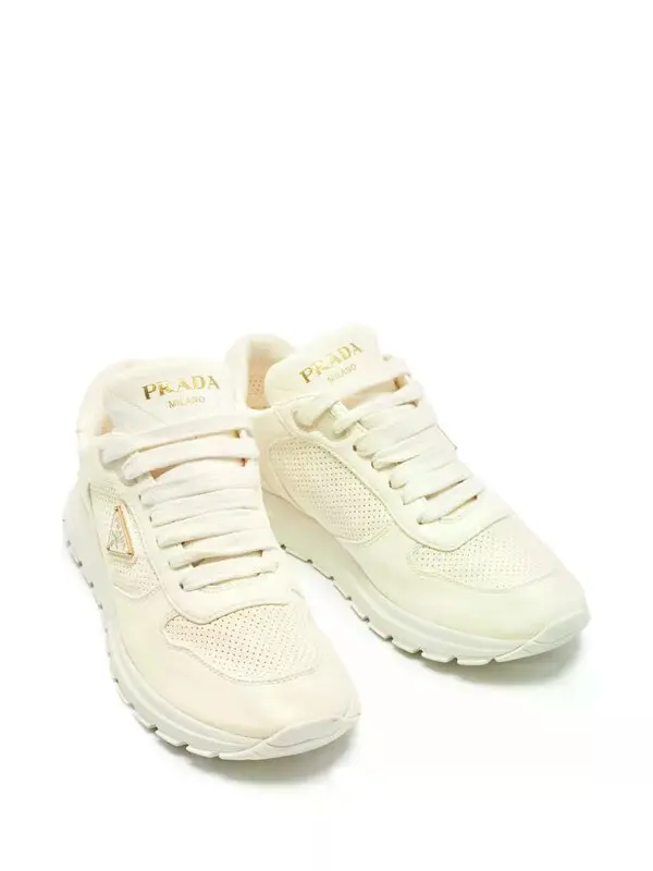 Prada Perforated Lace-up Sneakers - Neutrals