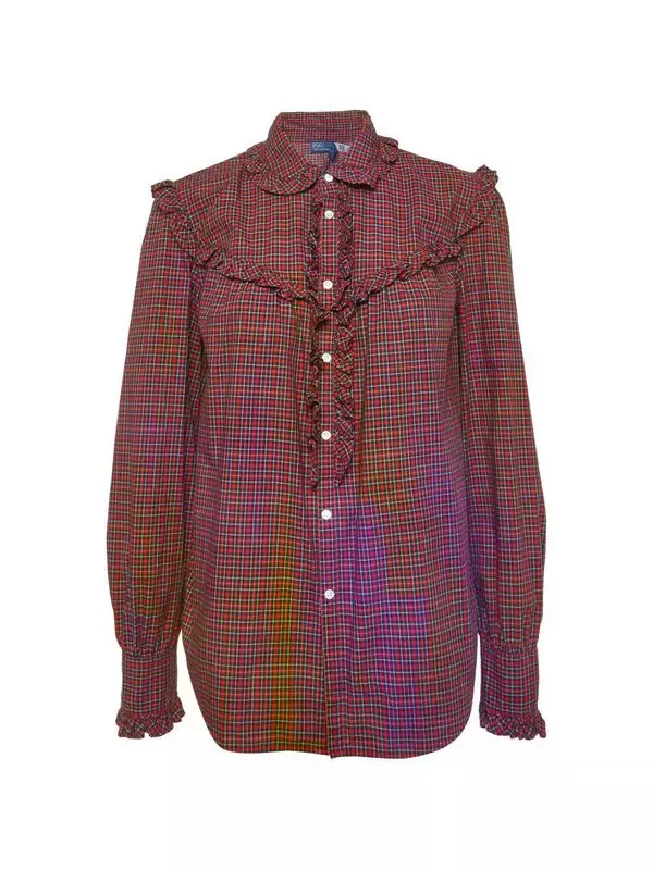 Polo Ralph Lauren Ruffle-trim Plaid Shirt - Red