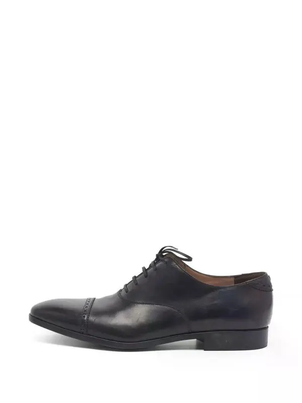 FERRAGAMO Brogue Detail Lace-up Oxford Shoes - Black